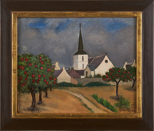 HILDA HEYMAN. Village from Brittany, oil painting on Board, signed ...