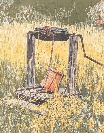 BJÖRN ASHTON. "Brunn", färglitografi, signerad. Konst - Grafik - Auctionet