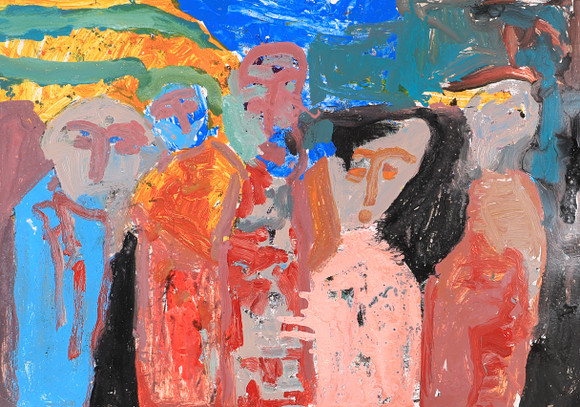 IMRE ANTONYI. Figures, oil on cardboard, unsigned. Art - Other - Auctionet