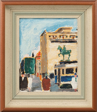 WILHELM HENNING. Kungsportsplatsen, olja på duk, signerad. Konst ...