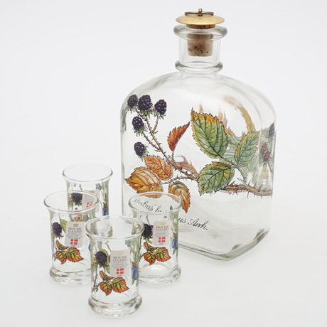 KARAFF med SNAPSGLAS, 5 delar, glas, Holmegaard, Danmark. Glas - Övrigt ...