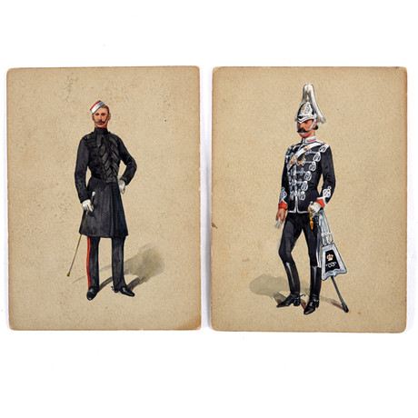 RICHARD SIMKINS. Attributed to. TWO 19TH CENTURY UNIFORM STUDIES ...