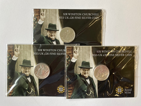 THREE 2015 SIR WINSTON CHURCHILL SILVER £20 COINS. Coins, Medals ...
