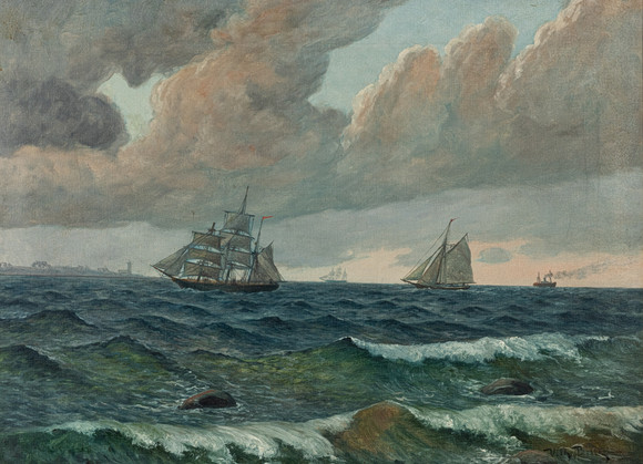 VILHELM BILLE (1864-1908). Sailors off the coast. Art - Paintings ...