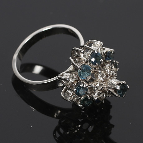RING, Sterling silver, med safirer och bergskristaller, 1900-tal ...