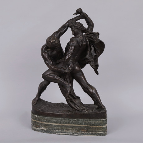 JOHAN PETER MOLIN (1814-1873). Efter. Bältesspännaren, brons, signerad ...