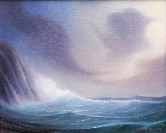 KARL GUSTAV HOLMBERG. Waves against cliff. Oil on canvas, signed and ...