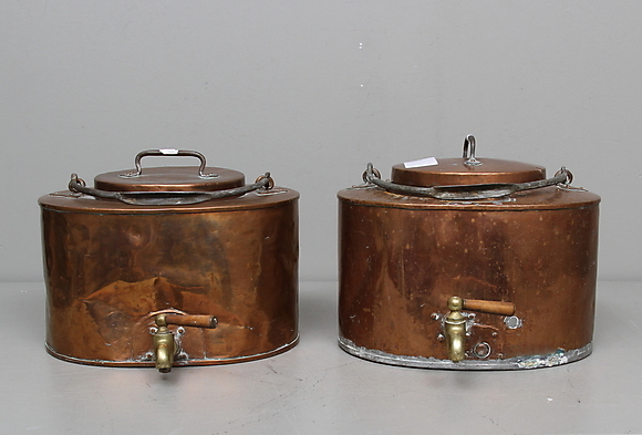 CONTAINER, a pair, copper, 1800s / 1900s. Silver & Metals - Pewter ...