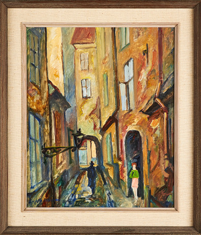 EMIL HELLBOM (1895-1969). Street scene, probably Gamla Stan, signed E ...