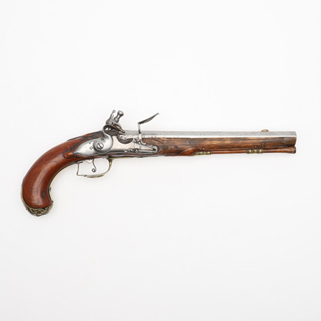 FLINT LOCK PISTOL, 18th century, Western European type, the lock signed ...