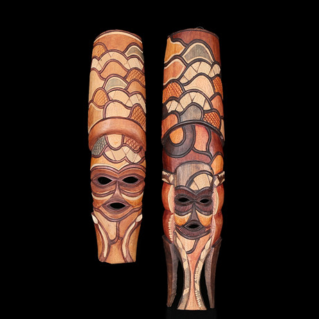DECORATIVE MASKS 2 pcs, wood, Africa, 1900s. Ethnographica - Auctionet