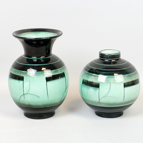 ILSE CLAESSON. VASES, 2 pcs, flintware, Art Deco, Rörstrand. Ceramics ...