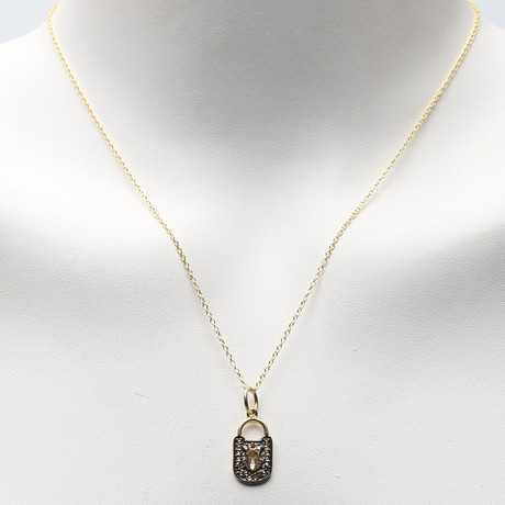 PENDANT with chain, gilded sterling silver with moissanites. Jewellery ...