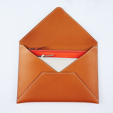 HERMÈS, "Envelope trio wallets", piel de cabra Mysore, 3 estuches de ...