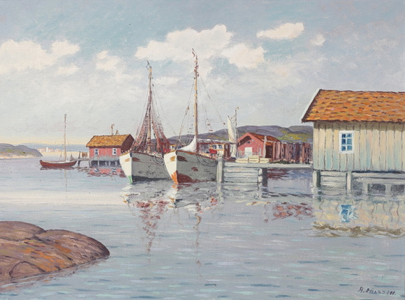 ALGOT NILSSON. Fishing position, oil on canvas, signed A. Nilsson. Art ...