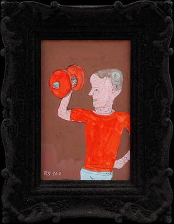 RAGNAR SCHMID. Styrkelyftande man, blandteknik, signerad och daterad RS ...