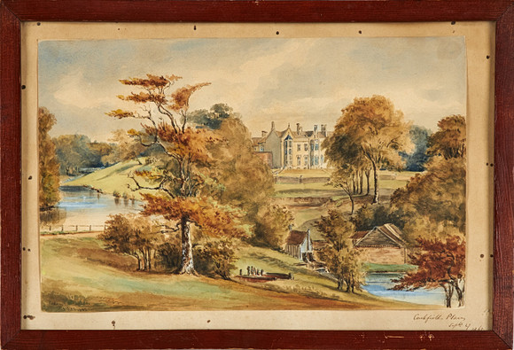 Unknown artist, Cockfield Hall with Park, England. Watercolor on paper ...