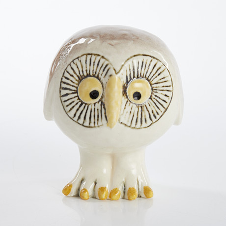 LISA LARSON, owl, figurine, stoneware, marked LISA L, pressed-in ...