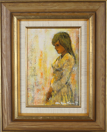 CHRISTIAN BJÖRN LARSEN (1931-1993). Oil on Board, girl, signed and ...
