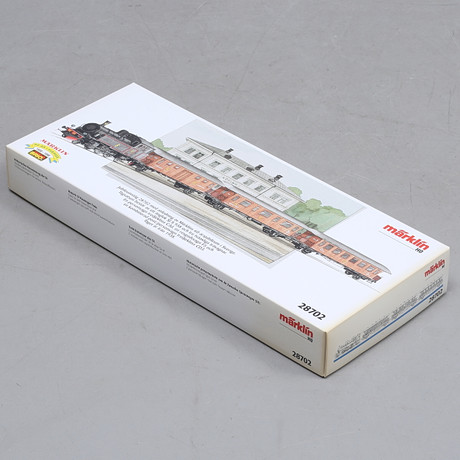MÄRKLIN scale H0. Train set 28702, SJ's steam locomotive S938 and 3 ...