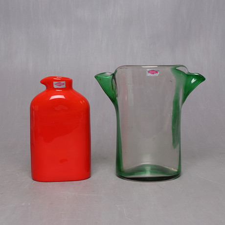 COLLECTION GLASS, 2 pieces, possibly Heikki Orvola, Nutajärvi, Notsjö ...