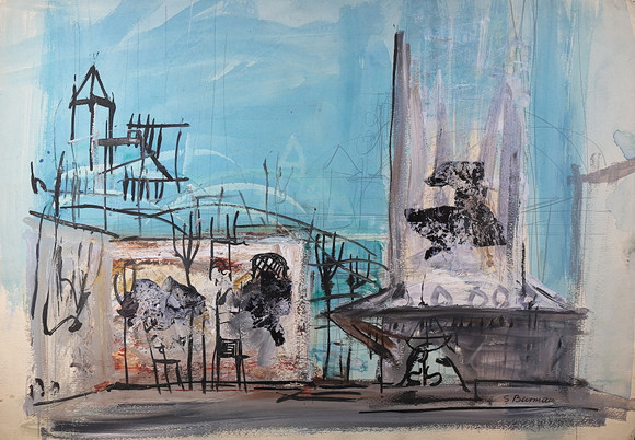 SIEGFRIED BURMANN. "Escenografía turquesa". Art - Drawings - Auctionet