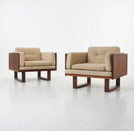 POUL CADOVIUS. Armchairs, 1 pair, 1960s, veneered in jacaranda ...