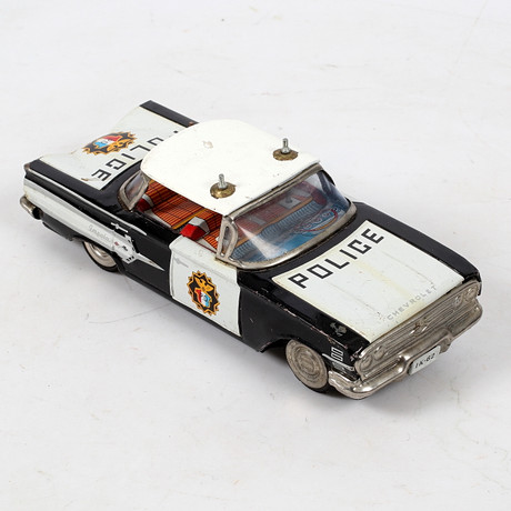 TIN CAR, lithographed sheet metal, "Police", Japan. Toys - Toys - Auctionet