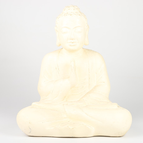 SCULPTURE, seated Buddha, painted plaster. Art - Sculptures & Bronzes ...