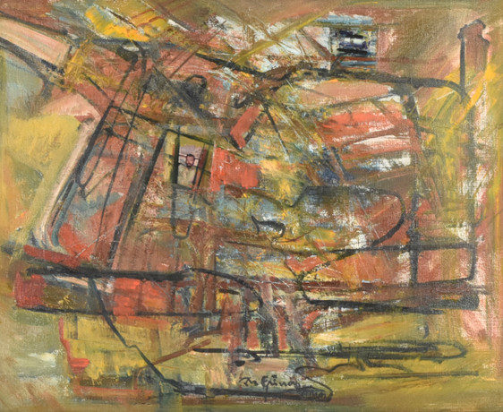 BO ERICSON. Olja med collage. Konst - Måleri - Auctionet