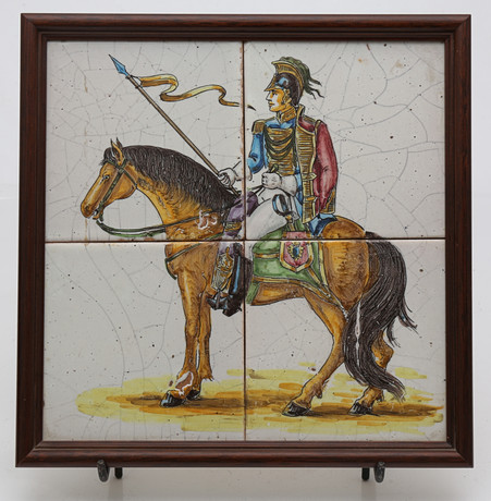 Cavalry soldier, tiles panel according to 19th Century models. Ceramics ...