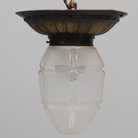 TAKLAMPA, mässing & glas, jugend. Belysning & Lampor - Taklampor ...