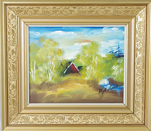 ALGOT LARSSON. Landscape with houses, oil on canvas, signed. Art ...