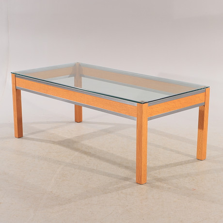 COFFEE TABLE, oak with glass top, 2000s. Furniture - Tables - Auctionet