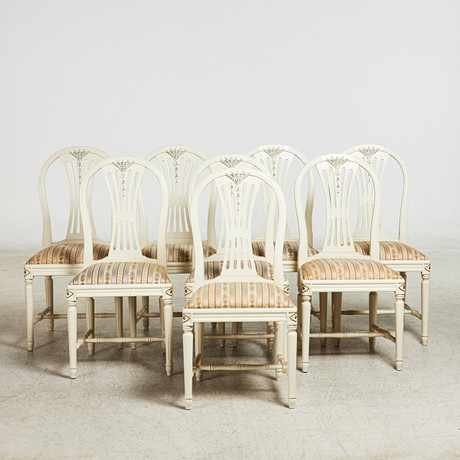 CHAIRS, 8 chairs, Gustavian style, in model "Axet", painted in off ...