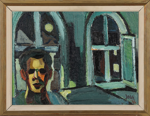 GUNNAR JONN. Composition with face by window, oil on canvas. Art ...