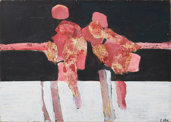 CARL KÖHLER. blandteknik på pannå, "Kroppar", signerad. Konst - Måleri - Auctionet