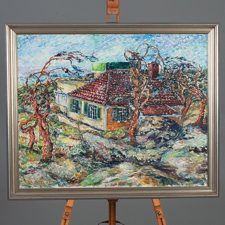 ELIN SVIPDAG. Öljy kankaalle, "Summer Villa Frösakull" 1942. Taide ...