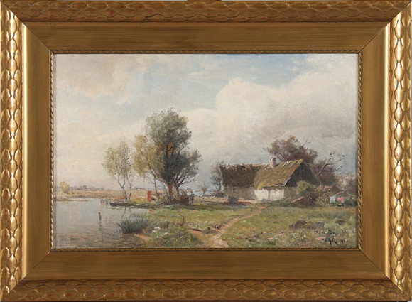 GUSTAF RYDBERG (1835-1933) landscape motif with farm, oil on canvas ...