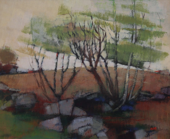 ANDERS LINDGREN. "Indian Summer". Oil on Board, signed and dated AL 77 ...