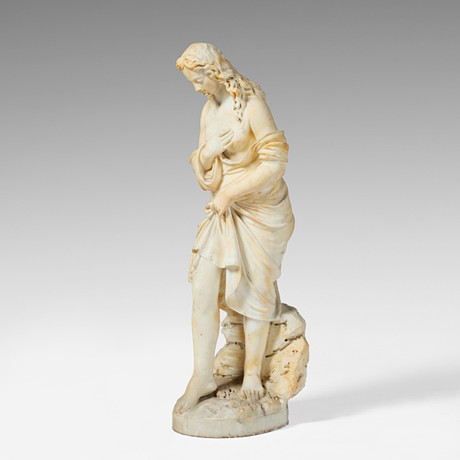 SCULPTURE, 19th century, probably Italy, nymph standing at the water's ...