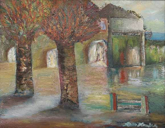 LARS HERDER. Building, oil on canvas, signed. Art - Paintings - Auctionet
