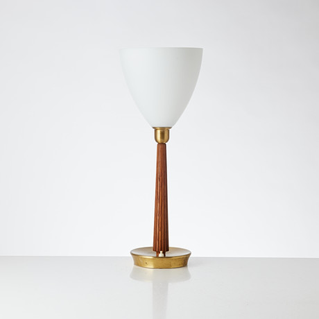 HANS BERGSTRÖM. Table lamp, Asea, mid-20th century, oak and brass ...