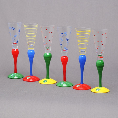 SNAPSGLAS, 6 st, "Clown", Anne Nilsson, Orrefors. Glas - Konstglas ...