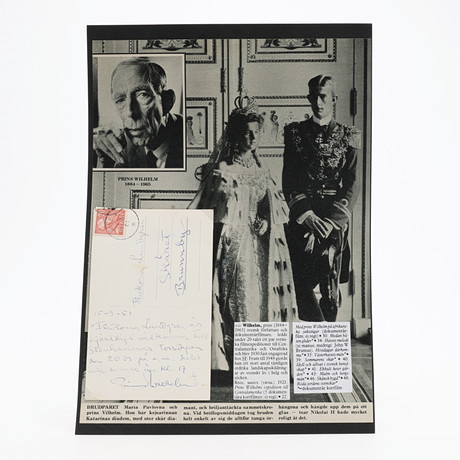AUTOGRAF. Gustav V (1858-1950), Prins Wilhelm (1884-1965), Prins Bertil ...