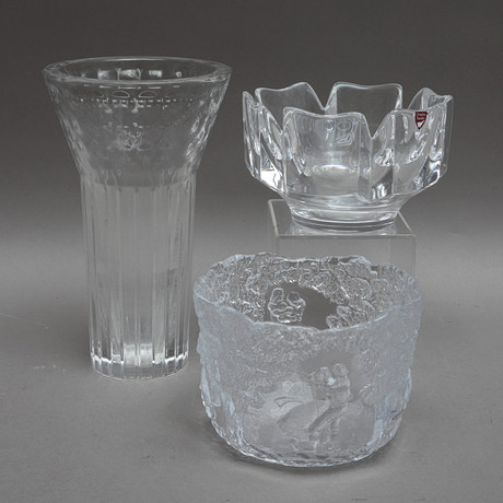 VASE & BULL, 3 osaa, lasi, Orrefors & Kosta Boda. Lasi - Käyttölasi ...