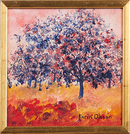 KARIN OLSSON. Träd, signerat Karin Olsson, olja på duk, á tergo daterad September 1973. Konst ...