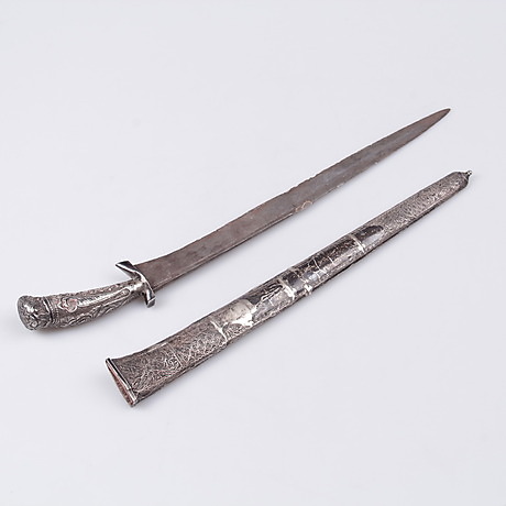 Dagger, Low-grade silver, Oriental, possibly 19th century. Coins ...