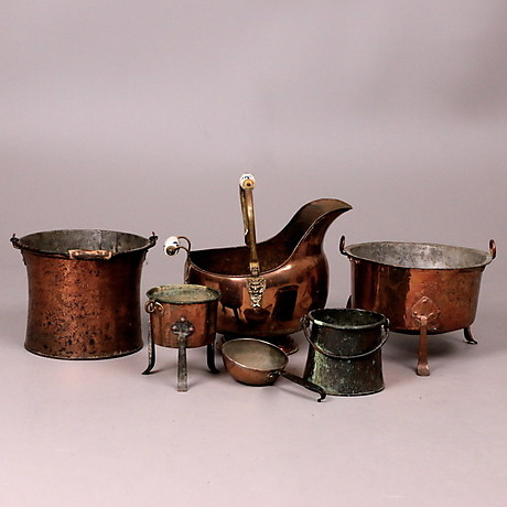 COPPER ITEMS, 6 pcs. 1800s / 1900s. Silver & Metals - Pewter, Brass ...