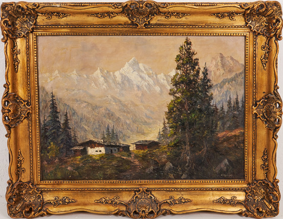 ERICH RUDOLPH. Oil on canvas, Alpine landscape, signed. Art - Paintings ...